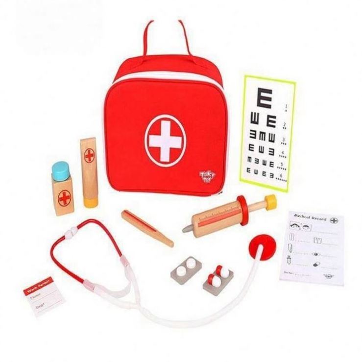 Role play-little family doctor set hospital wooden toy table play set ...