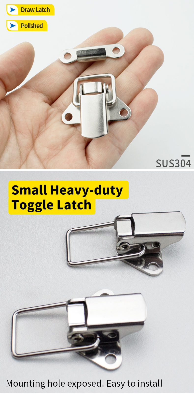 Small Steel Toolbox Toggle Latch Lock Spring Loaded Horizontal Push ...