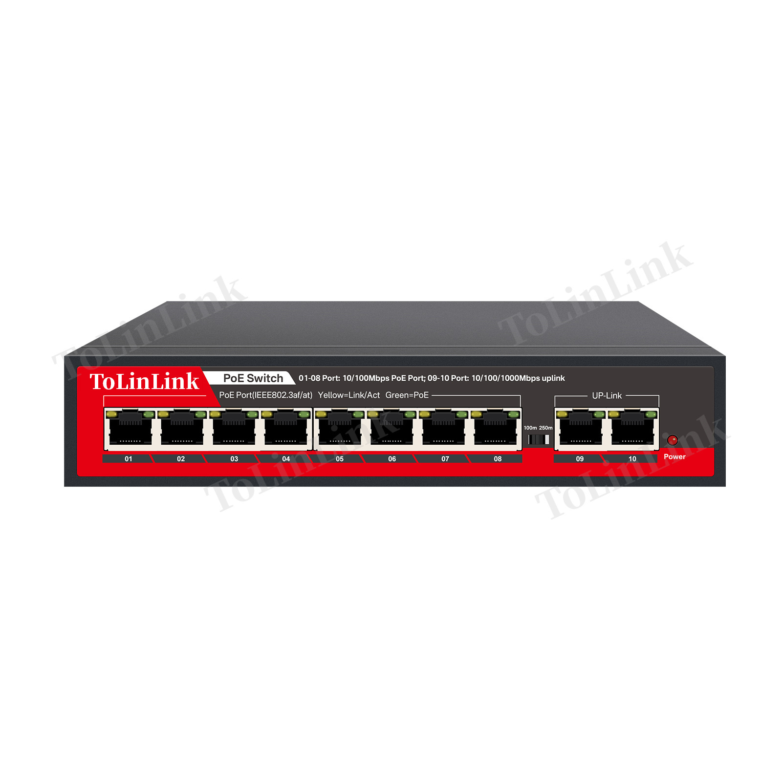 Tolinlink 8 10/100Mbps Port Poe Switch with 2 Gigabit Uplink Port Al ...