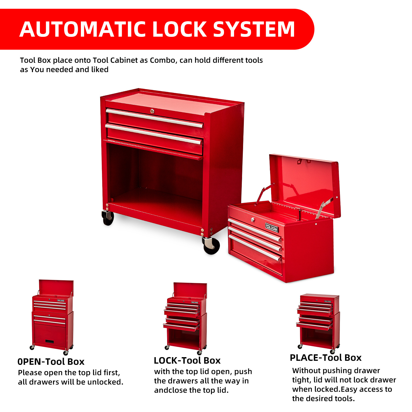 Tool Cabinet Heavy Duty Workshop Tool Chest& tool trolley 5 Drawers ...
