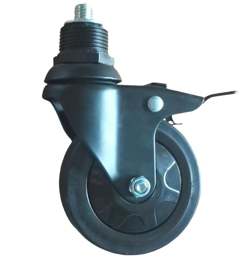2.5inch 3inch threaded steam clothes rack caster wheel with locking brake PU TPR furniture ...
