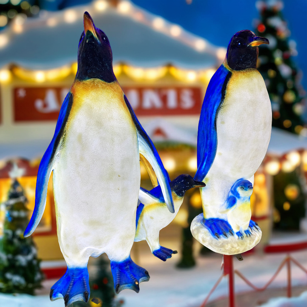 3D Giant Life-Size LED Lighted Penguin Statue Fiberglass Resin ...