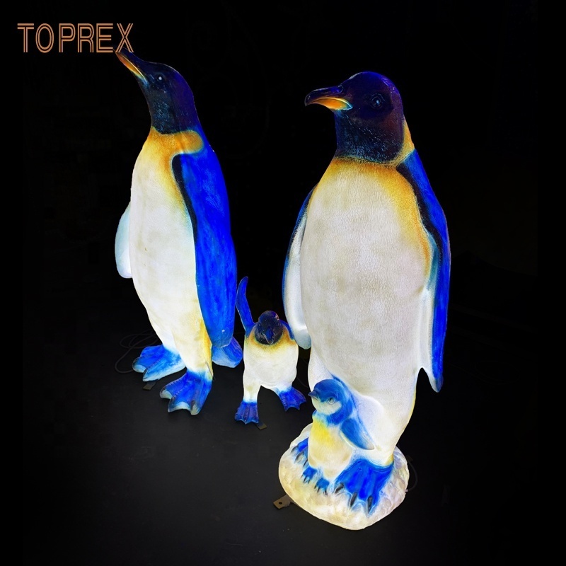 3D Giant Life-Size LED Lighted Penguin Statue Fiberglass Resin ...