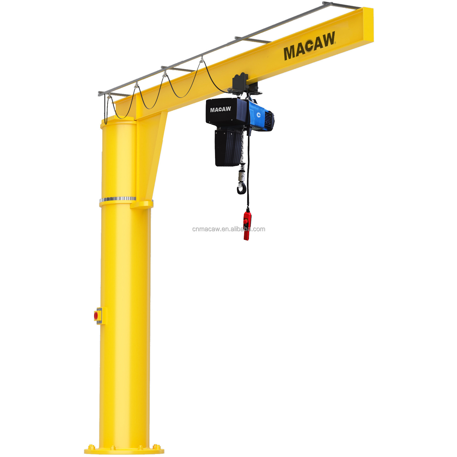 360 degree electric hoist rotating drawings floor pillar mounted ...