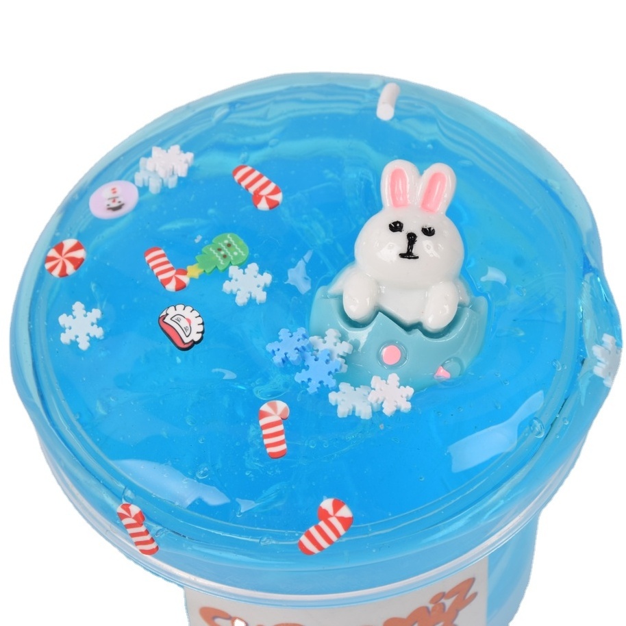 Customized Rabbit in Swim Pool Clear Slime Blue Crystal Slime kit Xmas ...