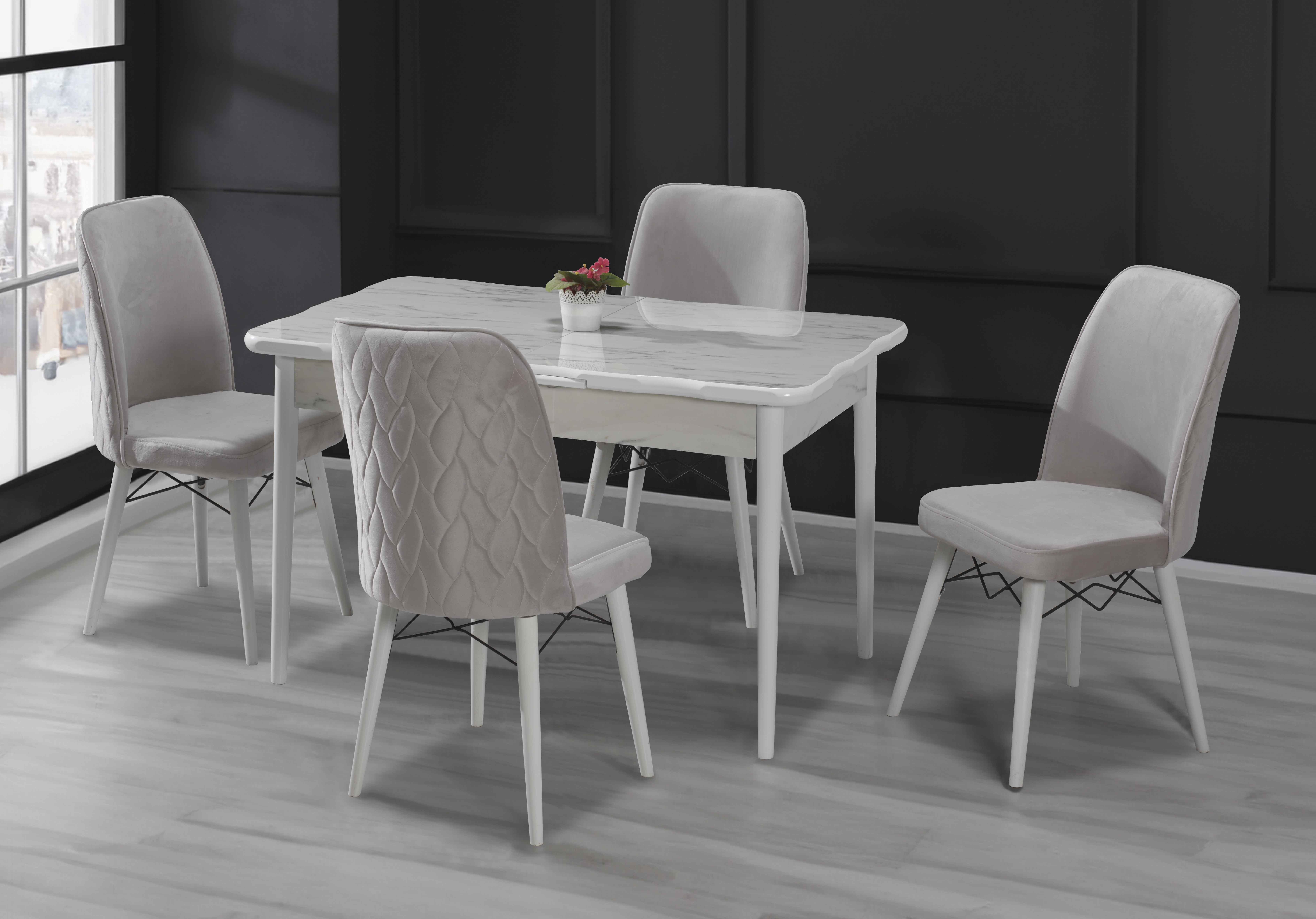 Dining set solid wood legs MDF table Turkish furniture 2024 extended ...