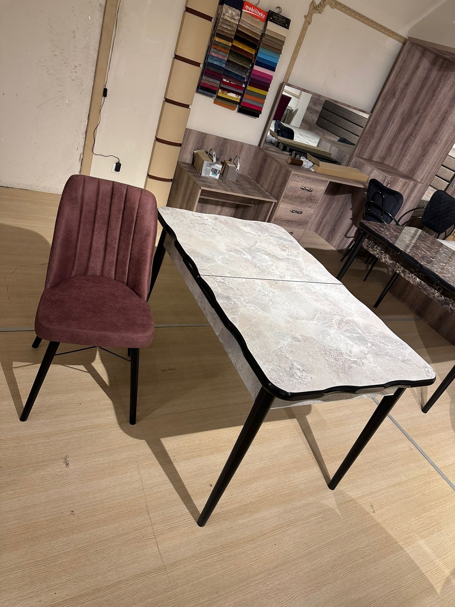 Dining set solid wood legs MDF table Turkish furniture 2024 extended ...