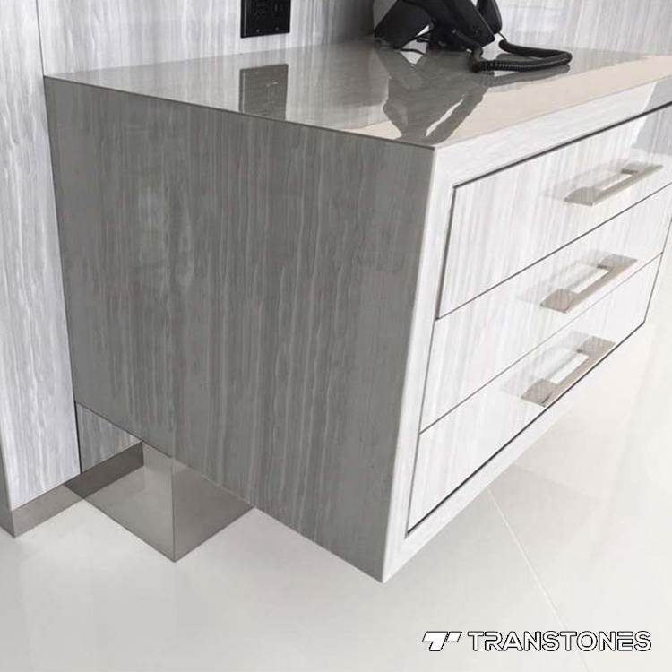 Modern Design Polished Waterproof Wood Veins White Resin Ceiling Panel ...