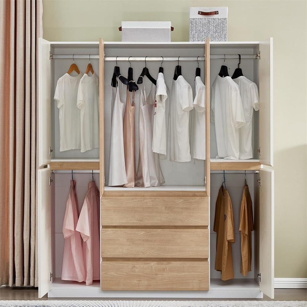 Modern 4 Door 3 Drawers Armoire Storage Corner Cabinet For High Storage ...