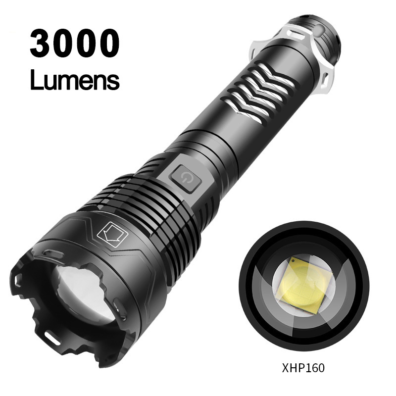 3000 High Lumen XHP160 Powerful Long Distance rechargeable Zoomable LED ...