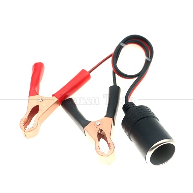 12V Battery Alligator Clips Clamp to Car Cigarette Lighter Female ...