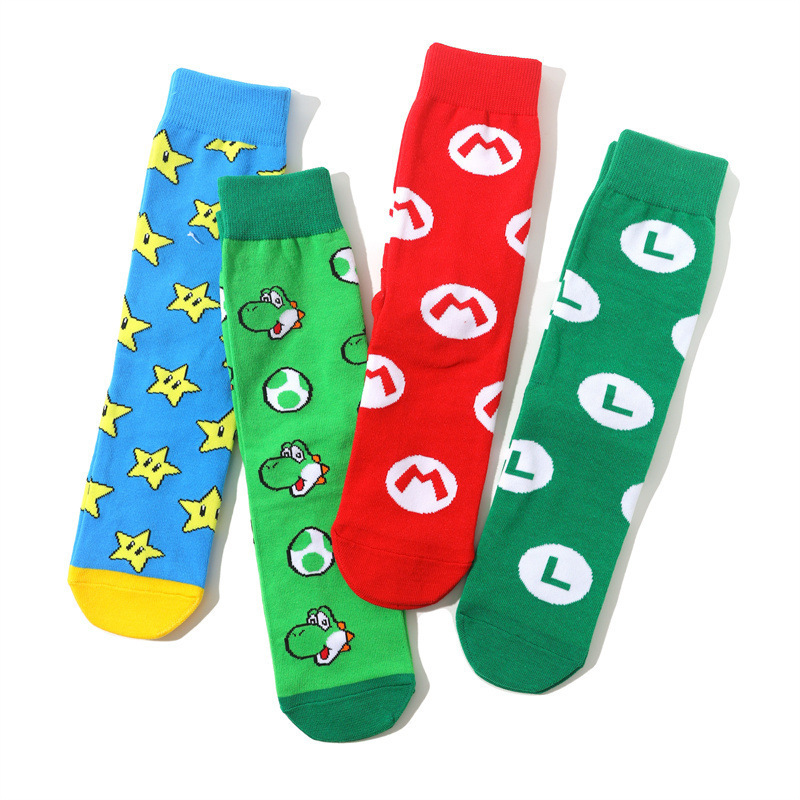 Super Mario Adult Mario And Luigi Character Costume Mario Crew Socks ...