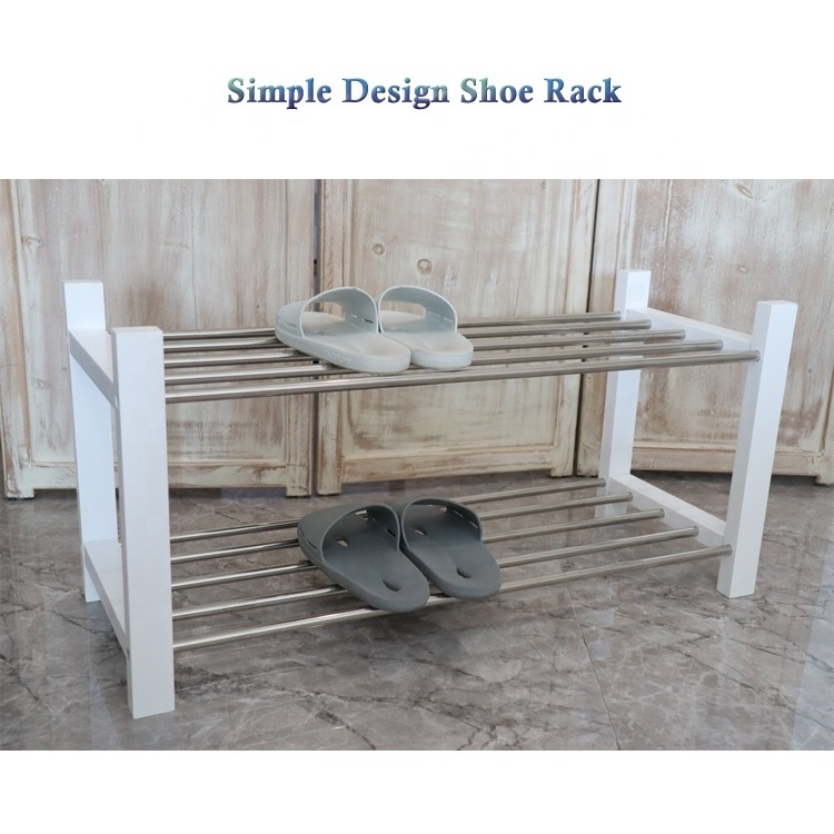 Super september promotion ready to ship 2 tier shoe rack wooden metal ...