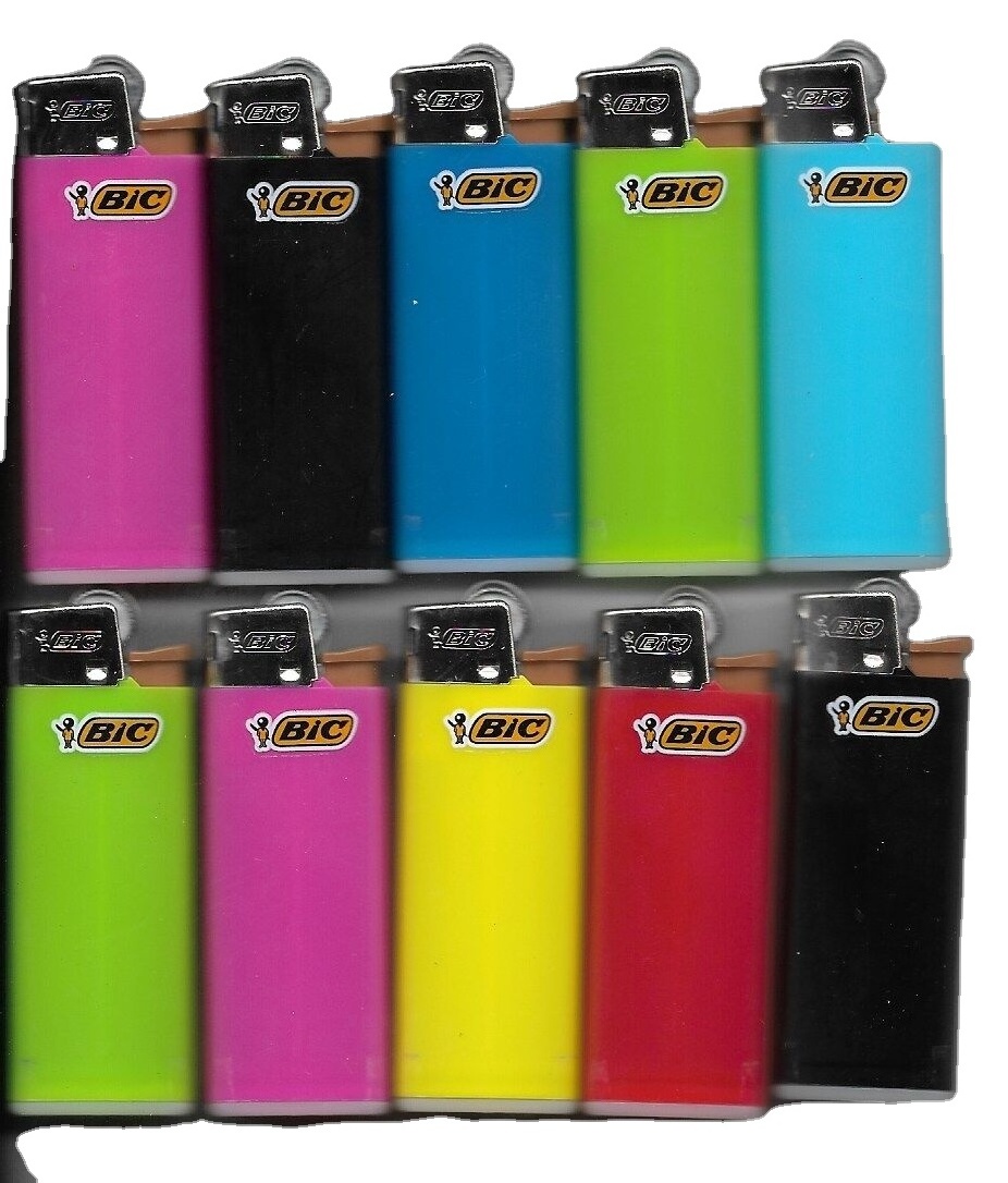 10 MINI BIC LIGHTER ASSORTED COLORS NEW SMALL SIZE BIC WITH FLUID NOT ...