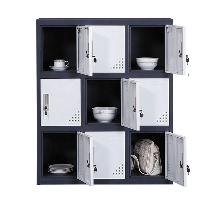 9 door iron locker cabinet office school work storage lockers for kids ...