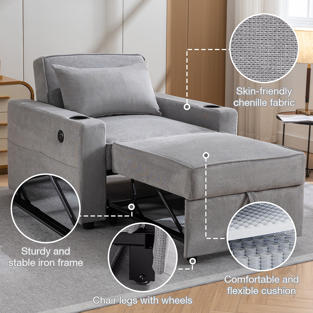 VANBOW modern furniture seat living room folding single sofa bed with wheels BestSuppliers