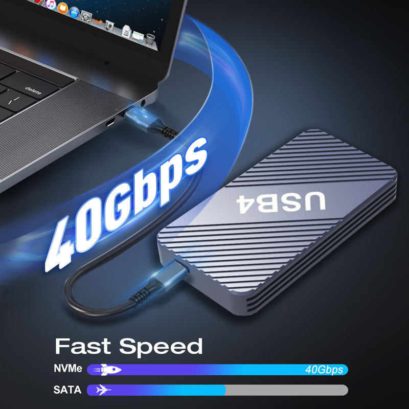 VCOM 40Gbps USB4 M.2 PCI-E NVMe M B Key 2280 SSD Enclosure External USB ...