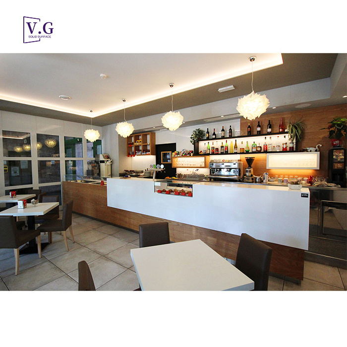 custom fast food furniture wood stone long shape counter KFC italian ...