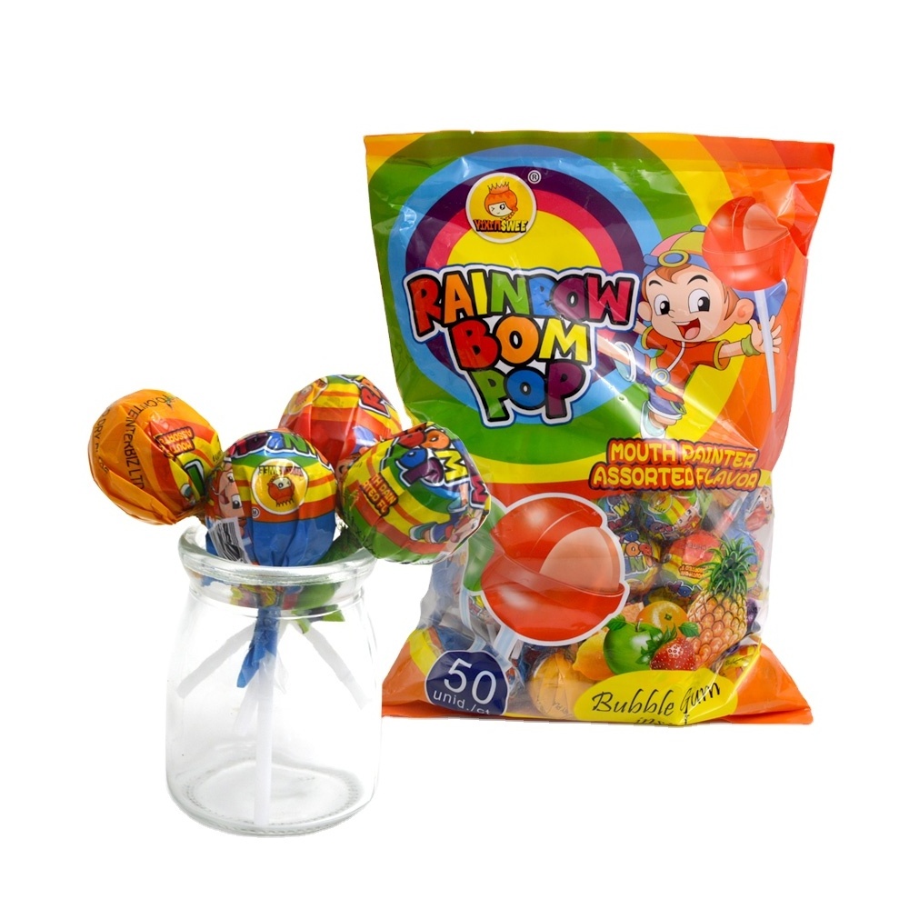 Assorted packing rainbow bubble gum lollies candy | Bestsuppliers.com