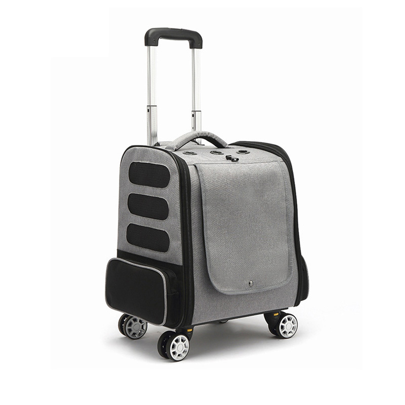 Big volume luxury expandable dog cat backpack wheeled trolley pet ...