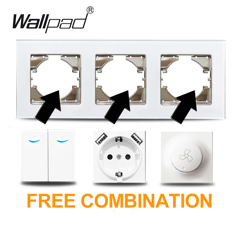 EU Glass Frame White Button Reset Curtain USB French Electrical Sockets ...