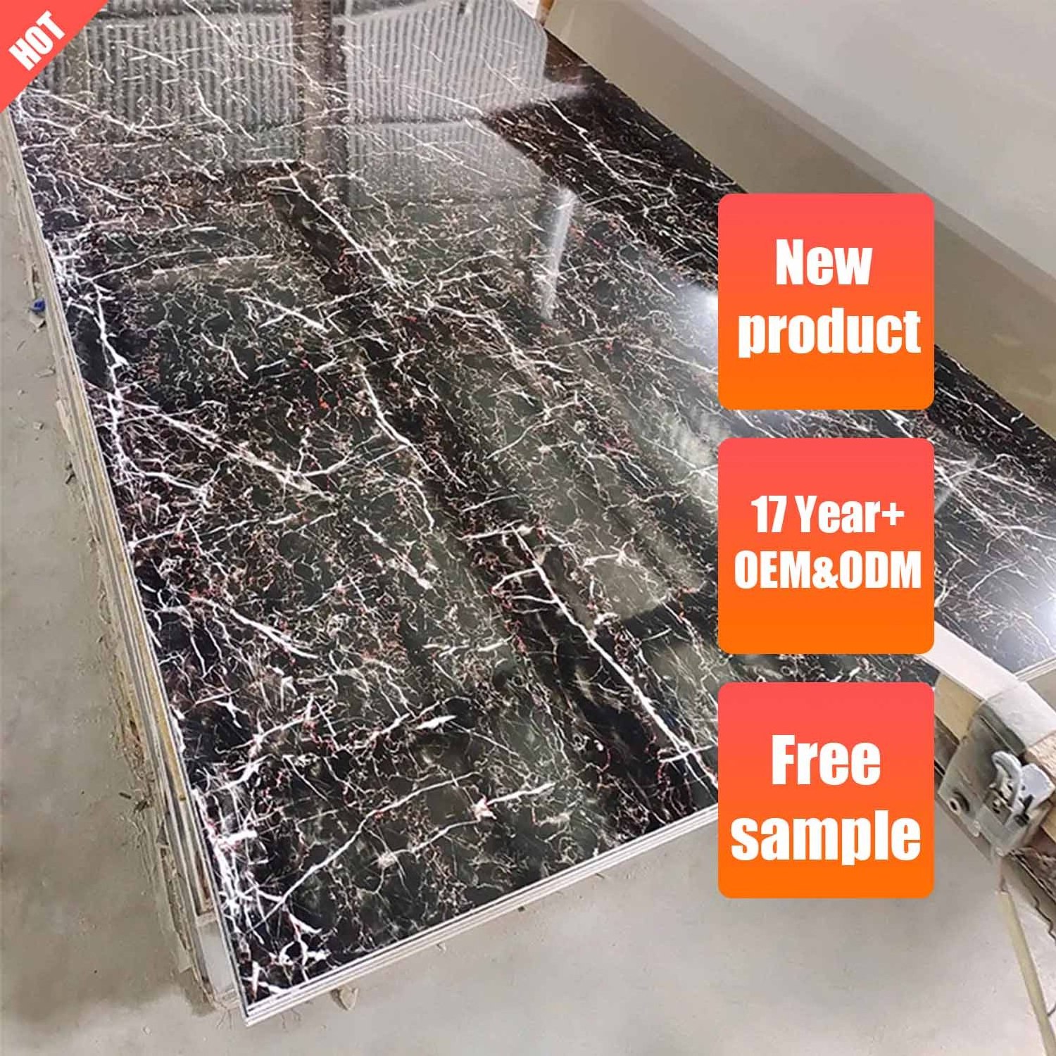 Waterproof Seamless High Glossy 3D Printing PVC UV Marble Sheet ...