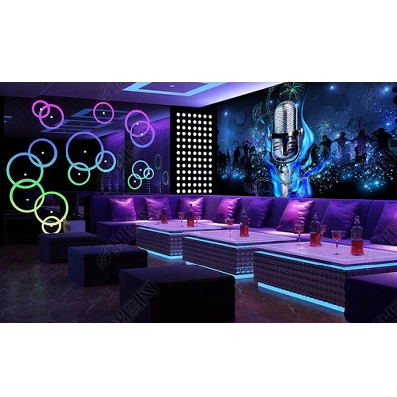 Self-designed trendy cool music style bar KTV background mural ...