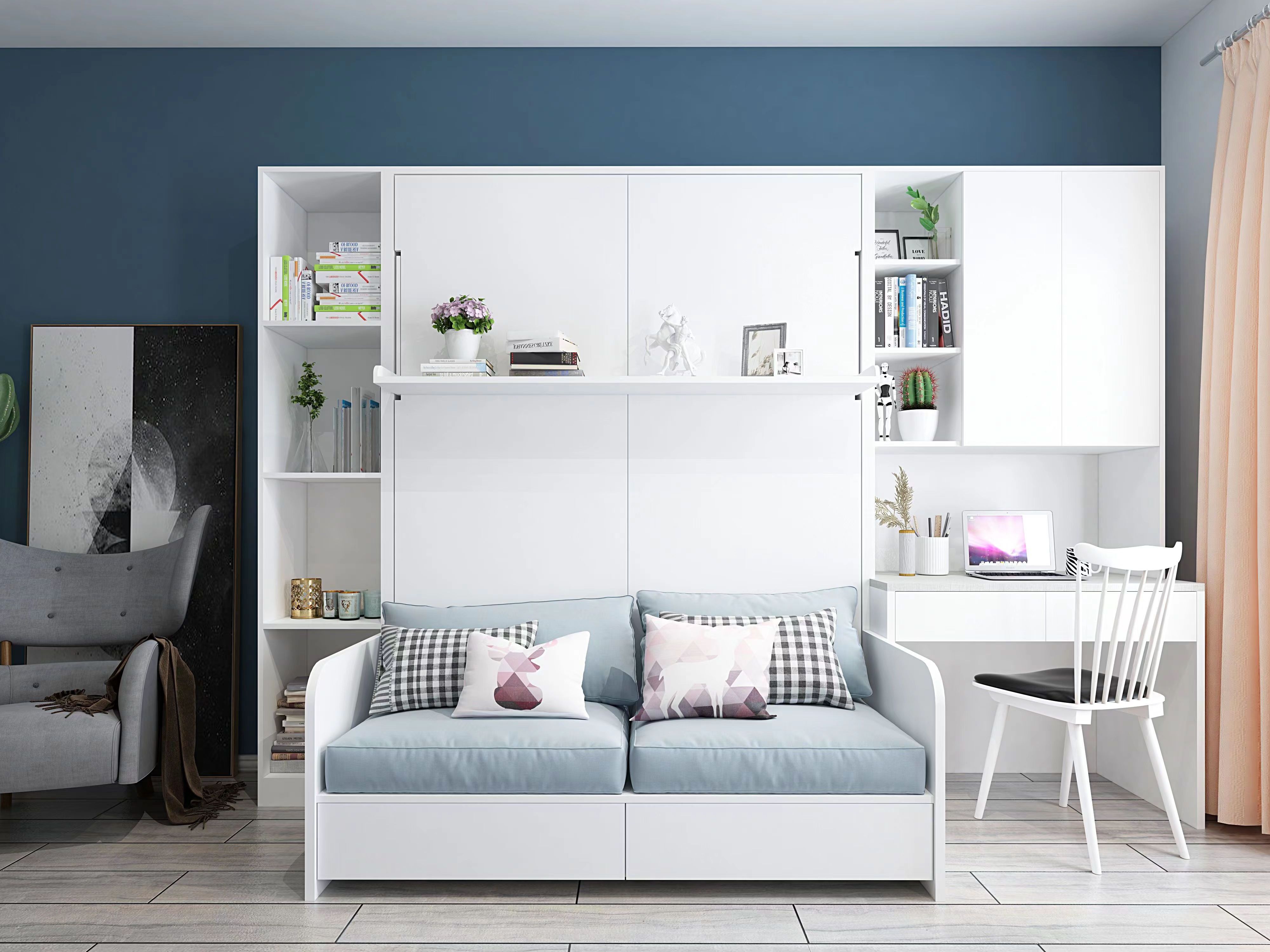Murphy bed with couch and desk store