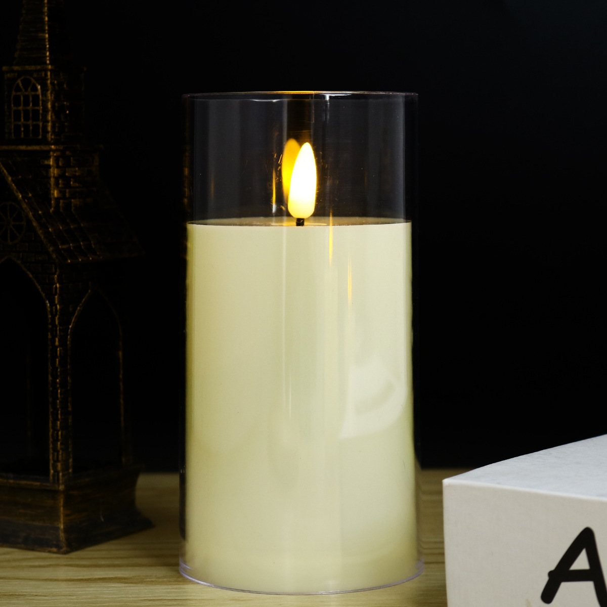 Flameless Flickering Battery Operated Candles Ivory Real Wax Pillar LED ...