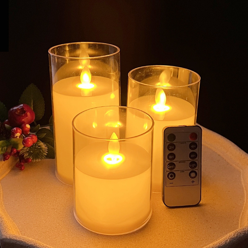 Flameless Flickering Battery Operated Candles Ivory Real Wax Pillar LED ...