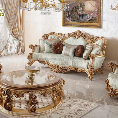 Stylish High End Rococo Designed Living Room Furniture Turkish Furniture In Ivory Gold Living Room Set Classic Living Room Sofa