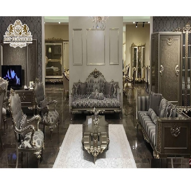 Italian Style Silver Polish Sofa Set For Home Antique Silver Carved ...