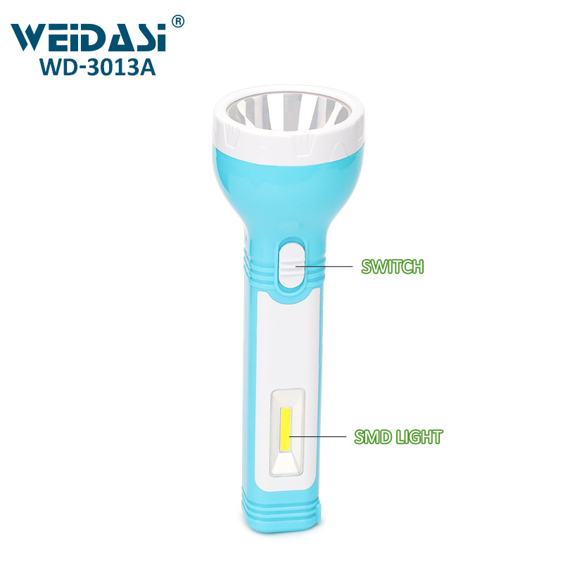 OEM design torch rechargeable led flashlight with side cob light power ...