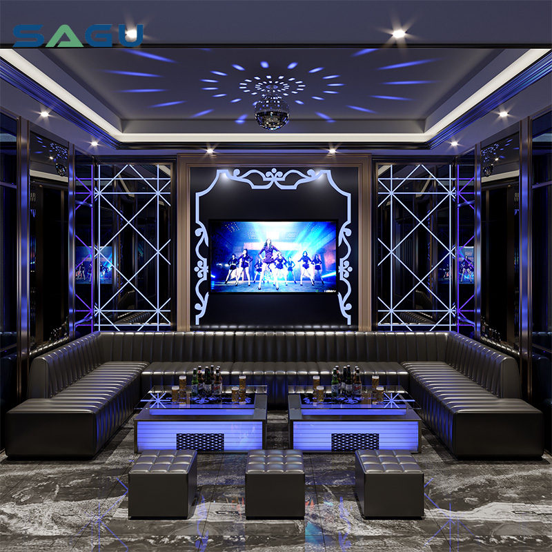 Custom bar furniture KTV lounge sofa nightclub leather u shape low back ...