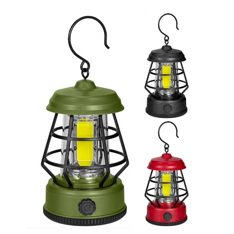 Retro Camping Lantern Rechargeable Dimmable Portable Electric Lanterns ...