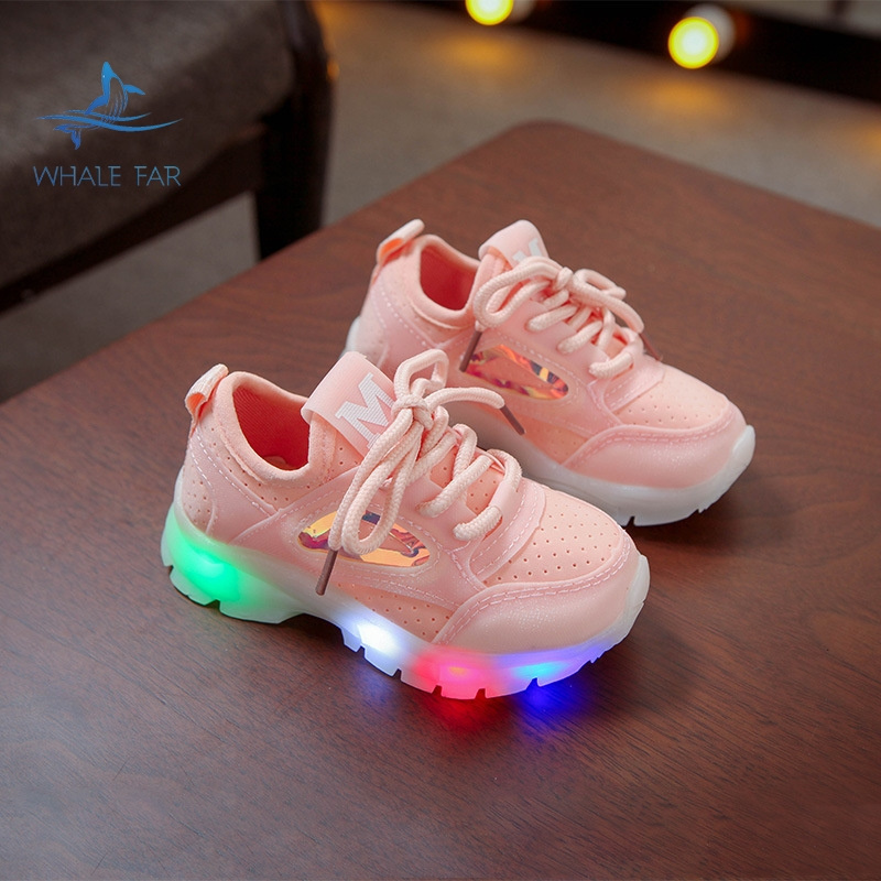 Children Baby Girls Boys Letter Mesh Led Socks Sport Run Sneakers Shoes ...
