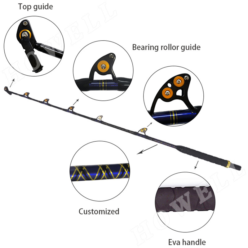 OEM 130lbs 200lbs bent straight butt trolling rod 5' 6' fiberglass big ...