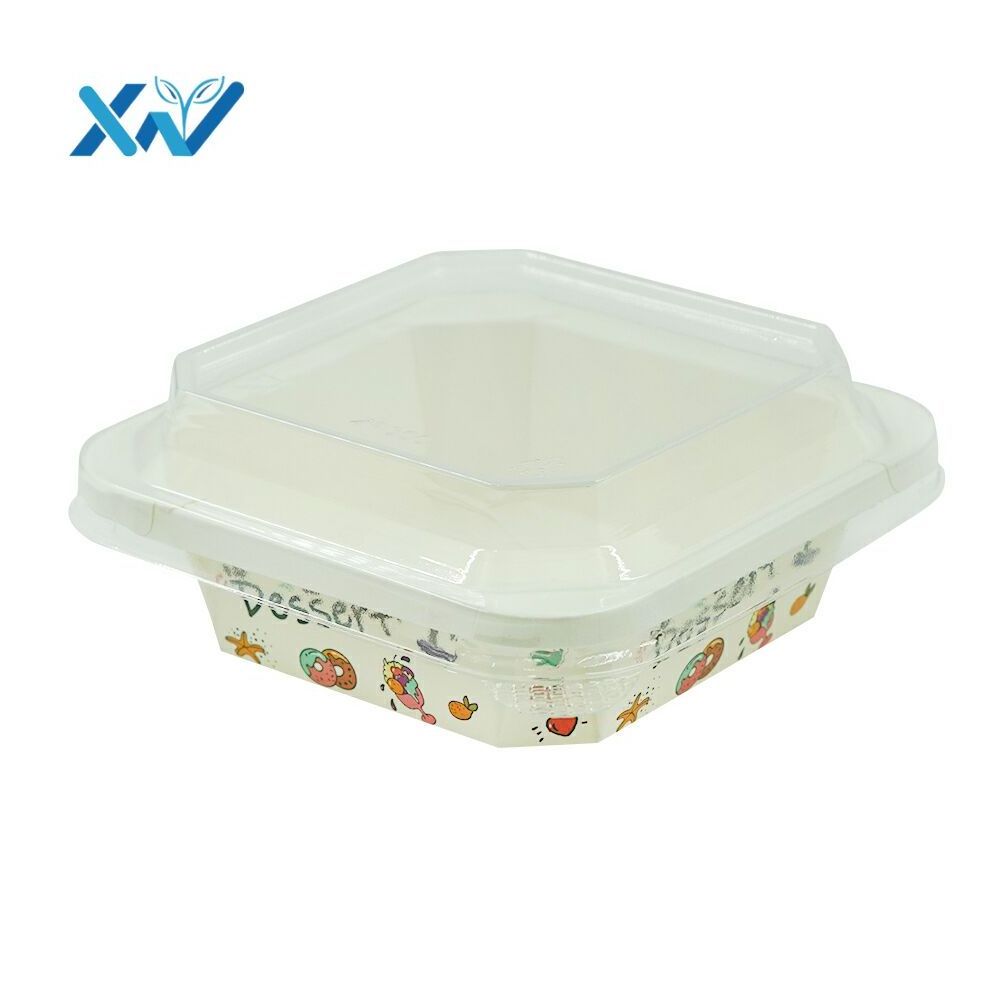 Kraft paper box disposable customized take away paper salad porridge ...