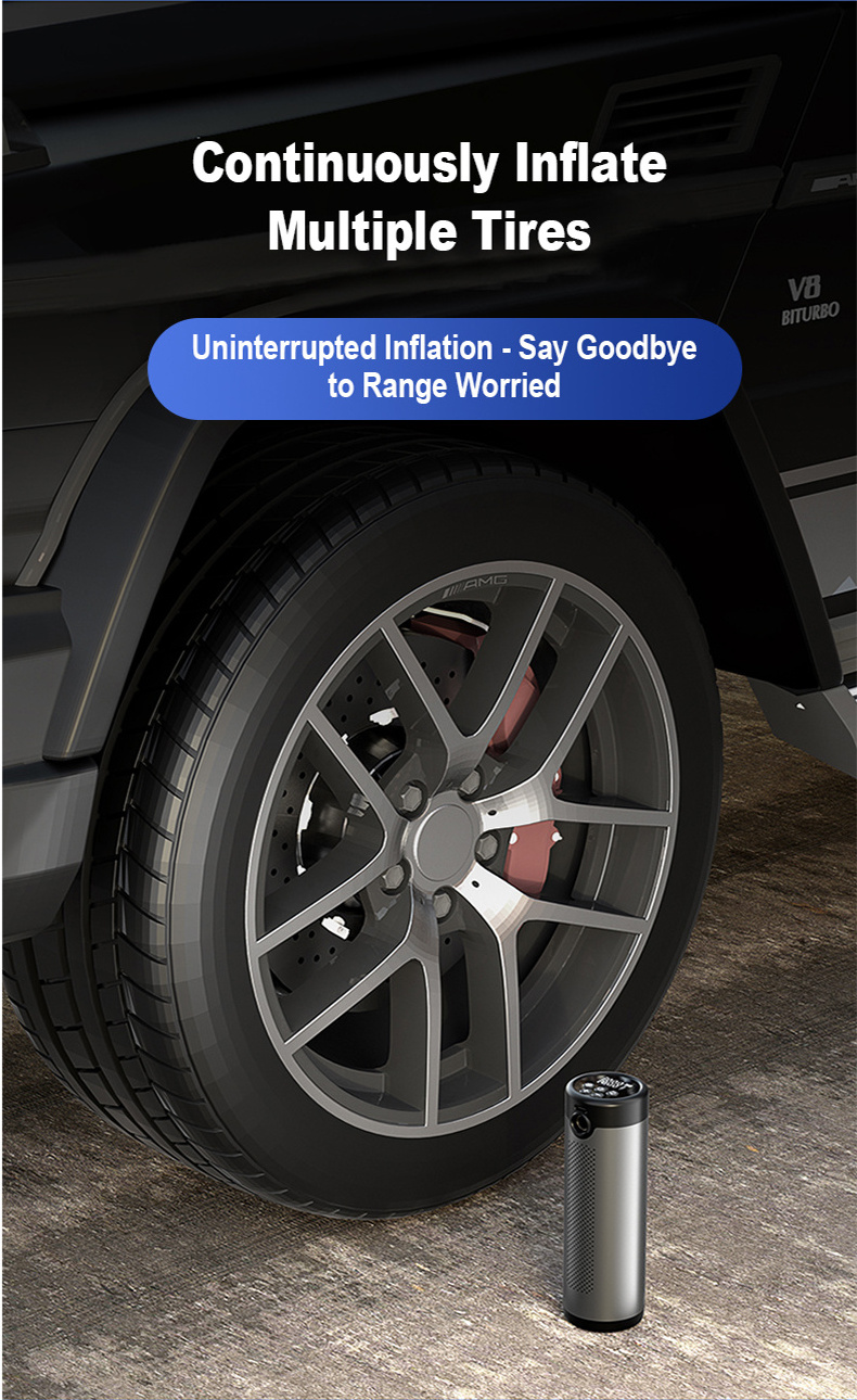 150PSI 5200Mah Electric Car Air Pump Automatic Tire Inflator And Gas ...