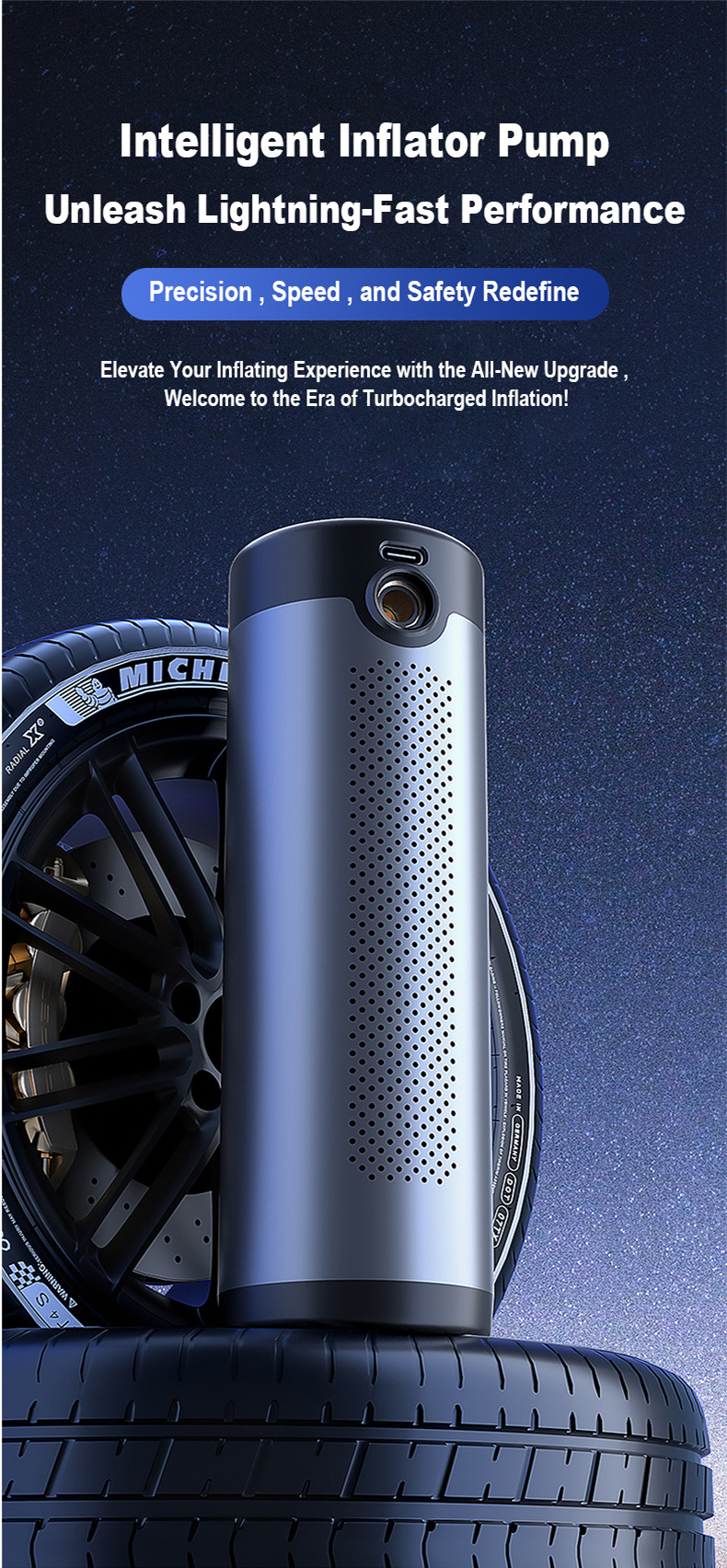 150PSI 5200Mah Electric Car Air Pump Automatic Tire Inflator And Gas ...