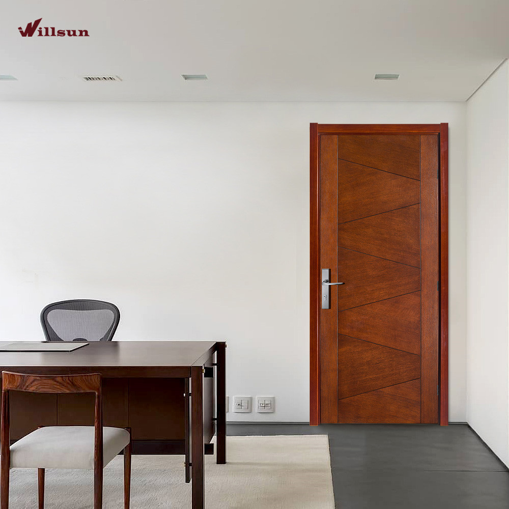 Clear texture finished wood doors 5-panel plywood wood veneer treatment ...