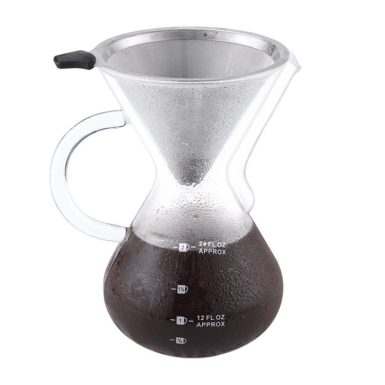 Portable Pour Over Coffee Maker, 8 Cup Borosilicate Glass Coffee Filter ...