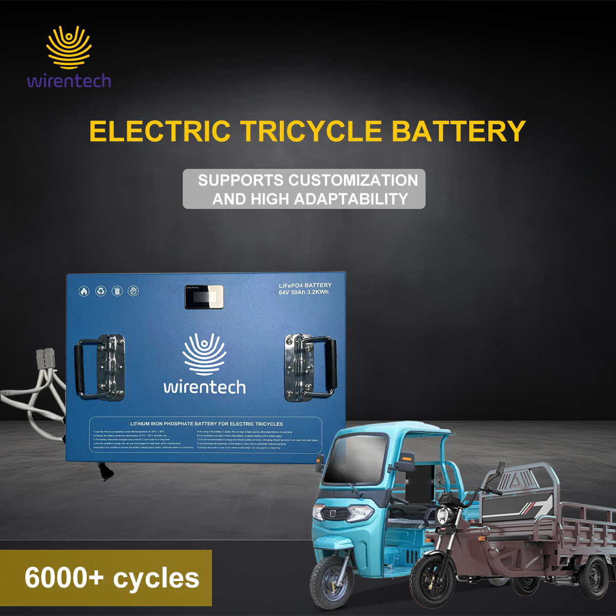 Wirentech Electronic bicycle car LiFePO4 battery Back up deep cycle ...