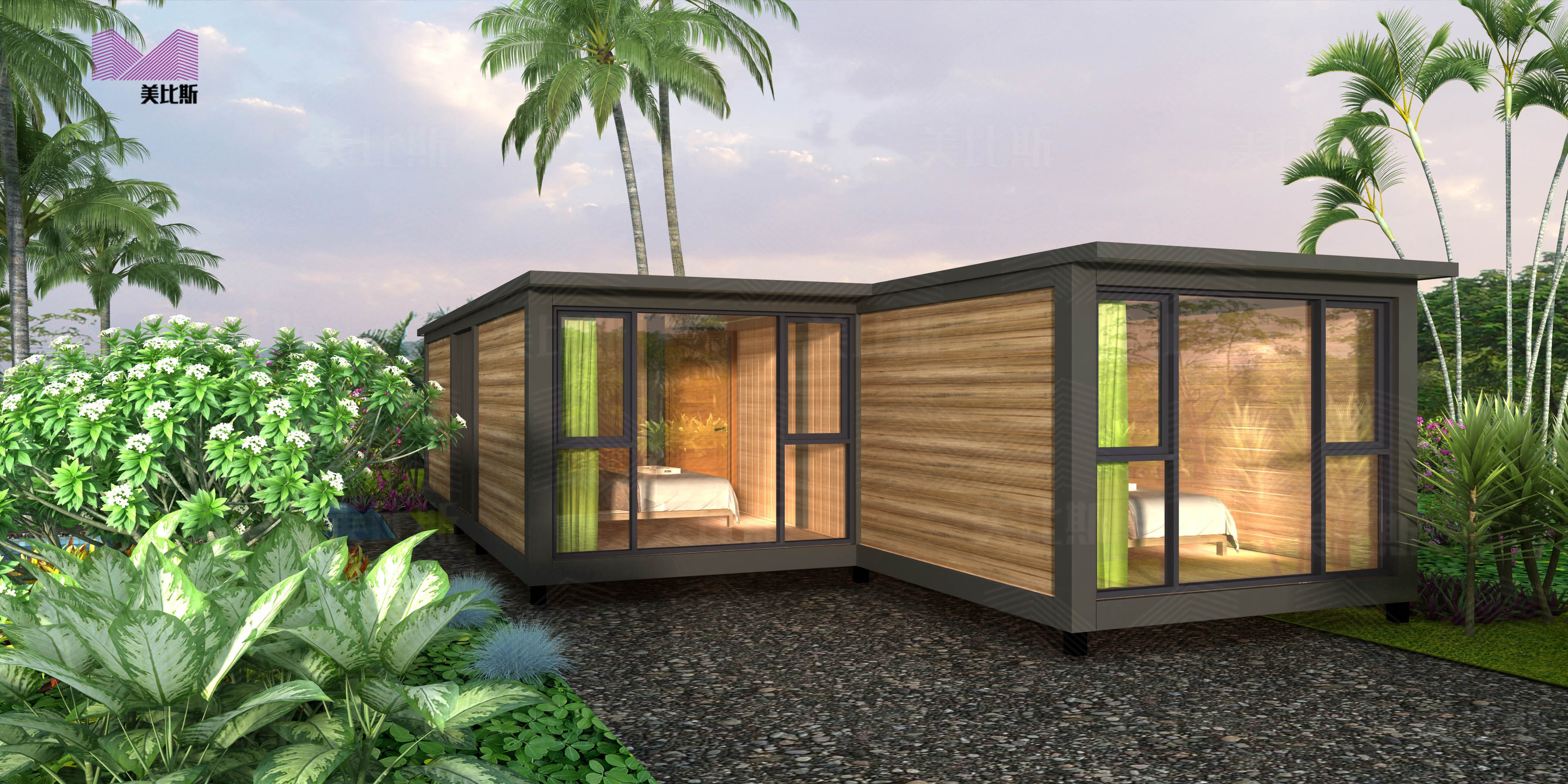 Prefab cottage Resort Log cabin 3 Bedroom Container Mobile Modern prefabricated house ...