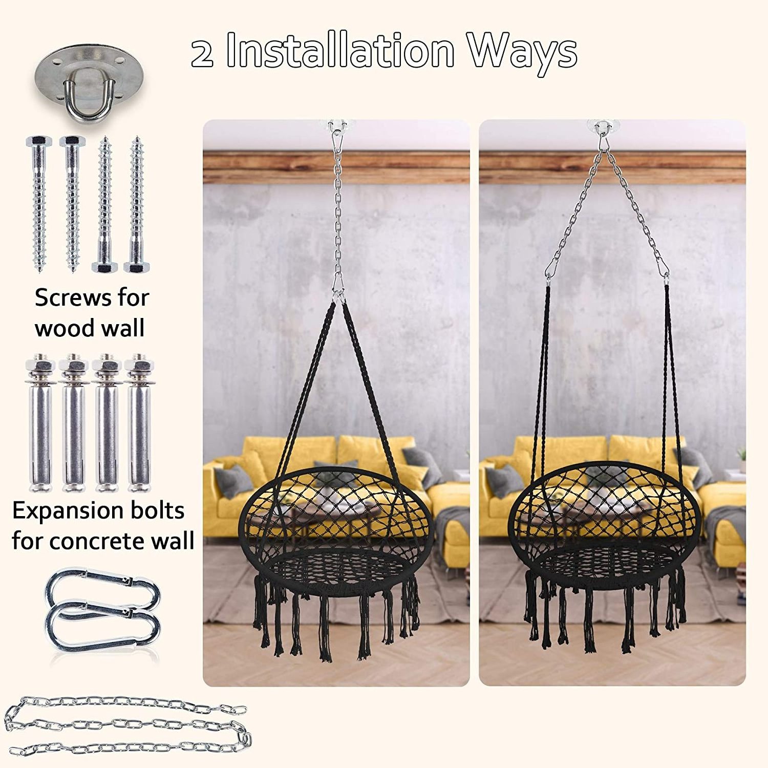 WOQI high quality large hanging hammock swing chair stand for couples ...