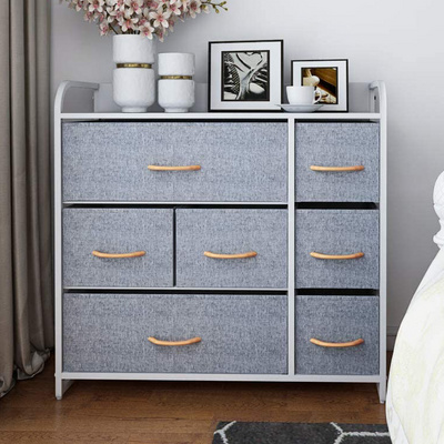 Grey fabric chest of drawers store