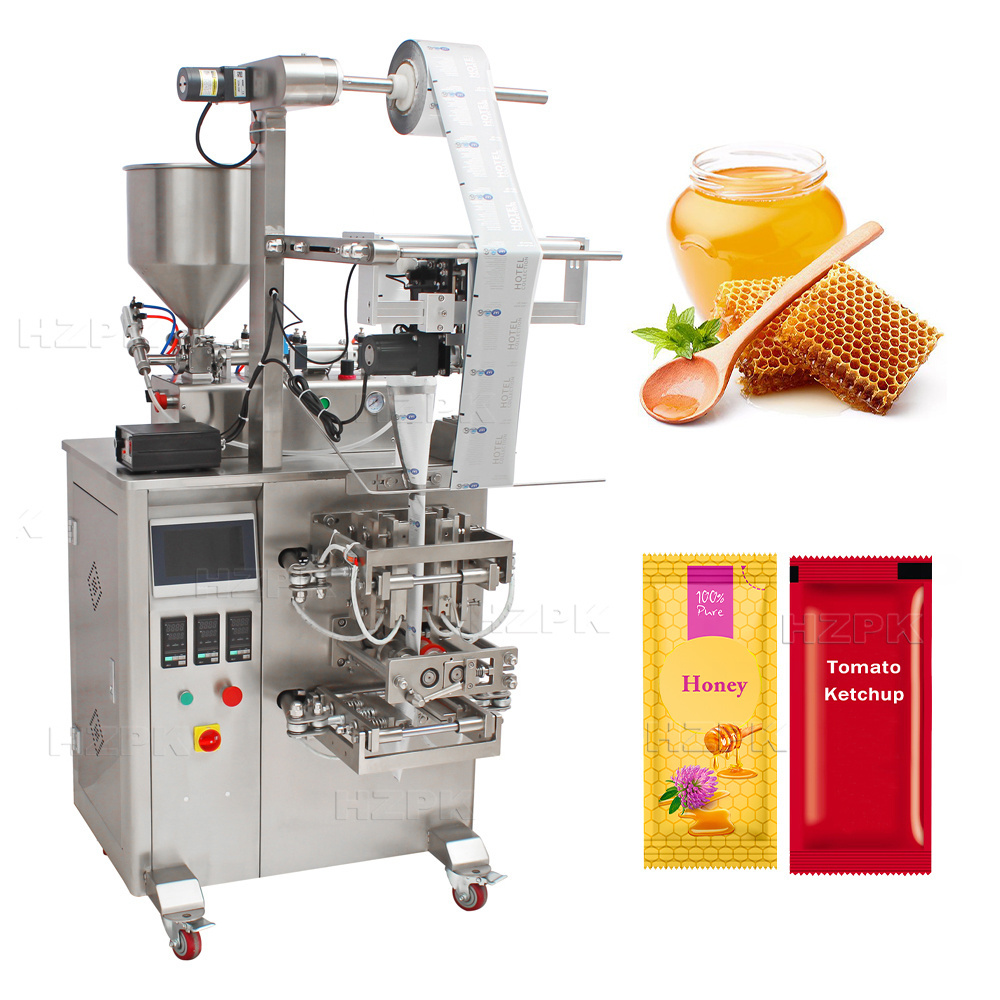 HZPK Automatic Four Side Seal Honey Ketchup Tomato Paste Sachet Packing ...