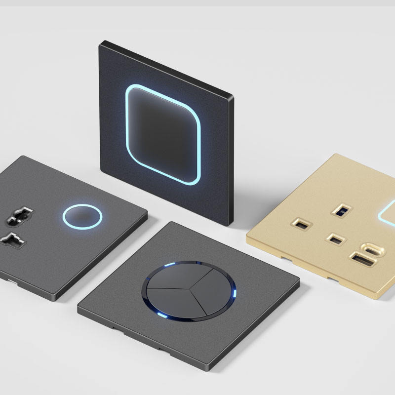 Electric Wall Switch Press Reset Switch and Socket With LED ring light ...