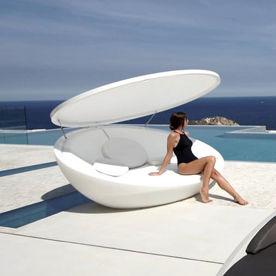 Fiberglass Sun Daybed Plastic Chaise Lounge Outdoor Garden Sun Lounger Beach Plastic Swimming Pool Sunbed BestSuppliers