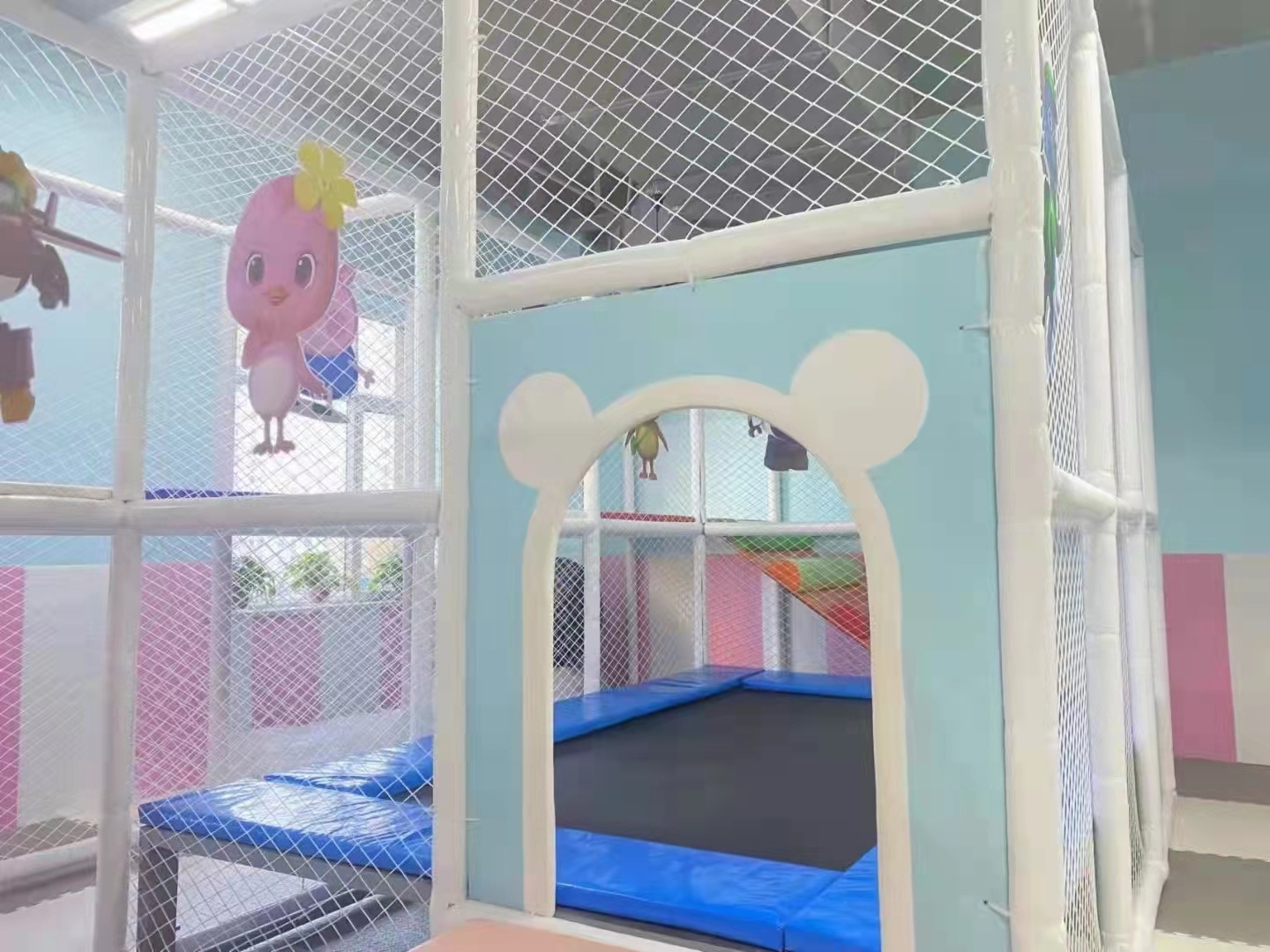 indoor playground with light blue and pink color combined indoor ...